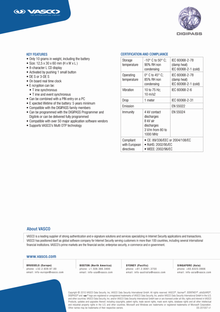 Vasco SafeID / Digipass GO3 Teardown – Sector101 Project Blog